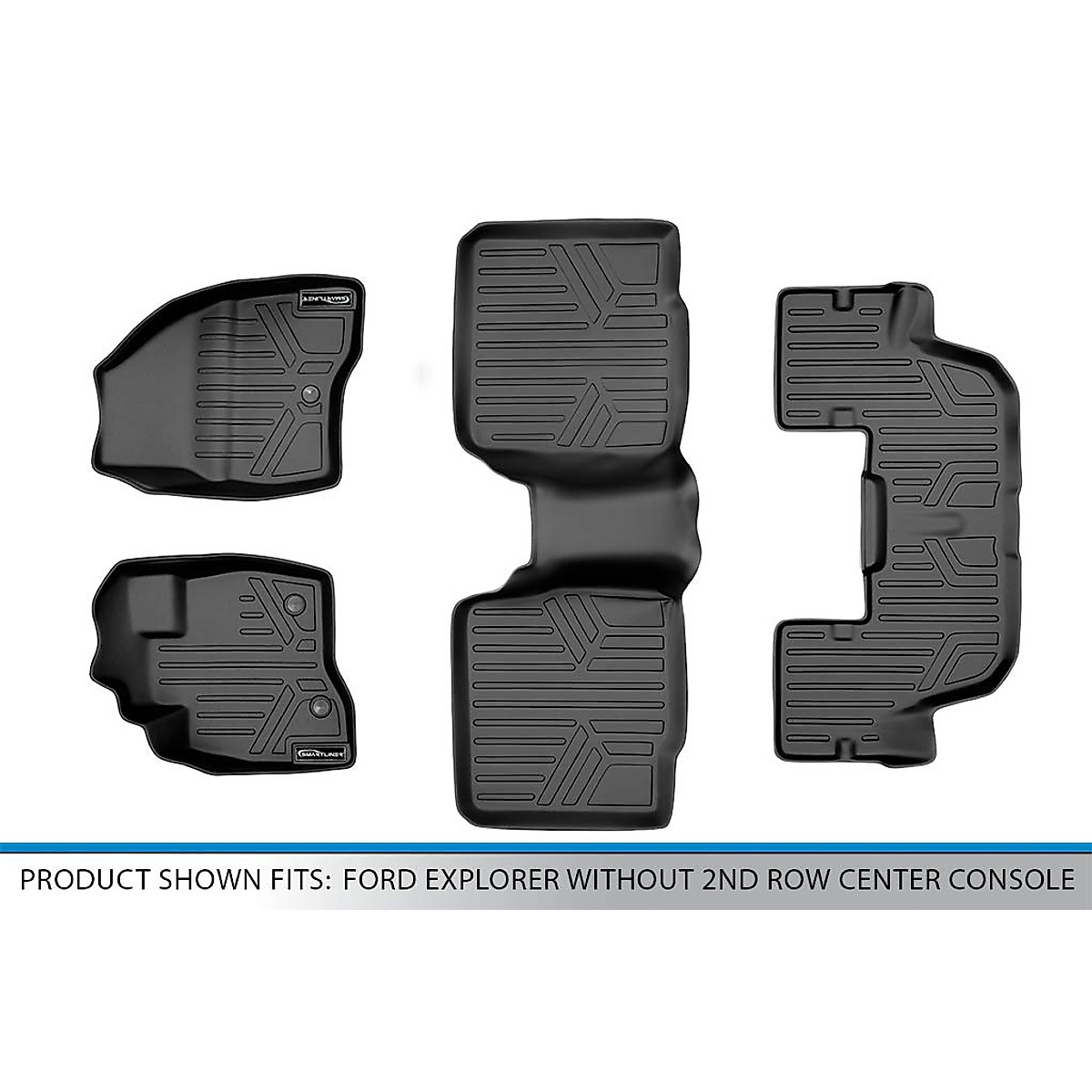 MAXLINER Custom Fit Floor Mats 3 Row Liner Set Black Compatible with 2017-2019 Ford Explorer without 2nd Row Center Console