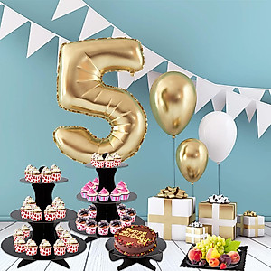 7 Set Black Cupcake Stand 3-Tier Cardboard Cupcake Tower Stand Disposable Cake Stand Holders Rectangle Serving Tray 1-Tier Round Cake Stand Platters for Easter Party Supplies
