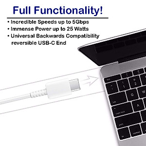 Works by VOLT PLUS TECH Original 10ft USB-C Cable Compatible with Your Sony WF-1000XM3 with Fast Charging and Data Transfer. (White 3M)