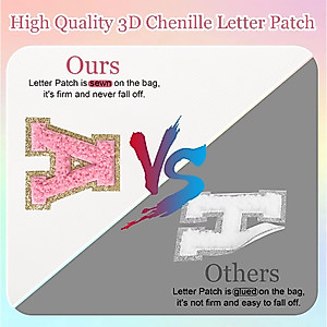 Small Personalized Letter Makeup Bag, Cute PU Leather Chenille Letters Cosmetic Bag Travel Makeup Bag, Preppy Makeup Pouch Travel Organizer Zipper Pouch Organizer for Women and Girls(WhitePink-M)