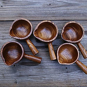 DOITOOL Wooden Water Ladle Japanese Style Wooden Scoop Ladle Water Dipper Bath Scoop for Water Sauna Garden Tea