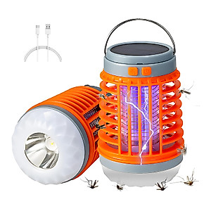 Mozz Guard Mosquito Zapper 2024, New Solar Outdoor Waterproof Mosquito Lamp, Portable Suitable for Home Garden, Camping, Picnic (Orange-1Pc)