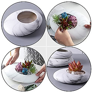 HANABASS Decorative Planters Vase Pebble Oval Desktop Container Home Pot Ceramic Ikebana Balcony Mini Indoor Flower Center Modern Holder Bonsai Outdoor Cactus for Style and Plant Garden