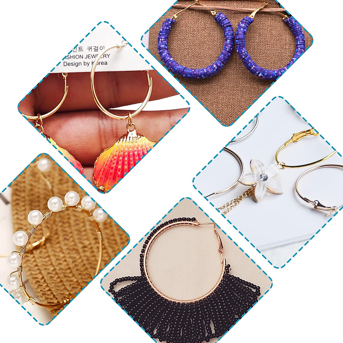 60pcs Beading Hoop Earrings Finding,FUNCYboo 50mm Round Earring Hoop Open Earring Beading Hoops for Jewelry Making DIY Crafts