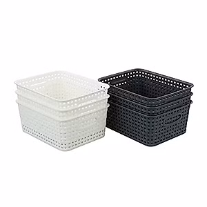 Vcansay 6-Pack Plastic Storage Basket, Small Weave Storage Basket