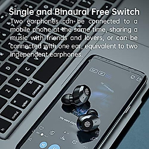 Gaweb Earphones, M5 TWS Bluetooth 5.1 Wireless in-Ear Earbud Earbud Headset with LED Digital Display for Home Gym Office - Black