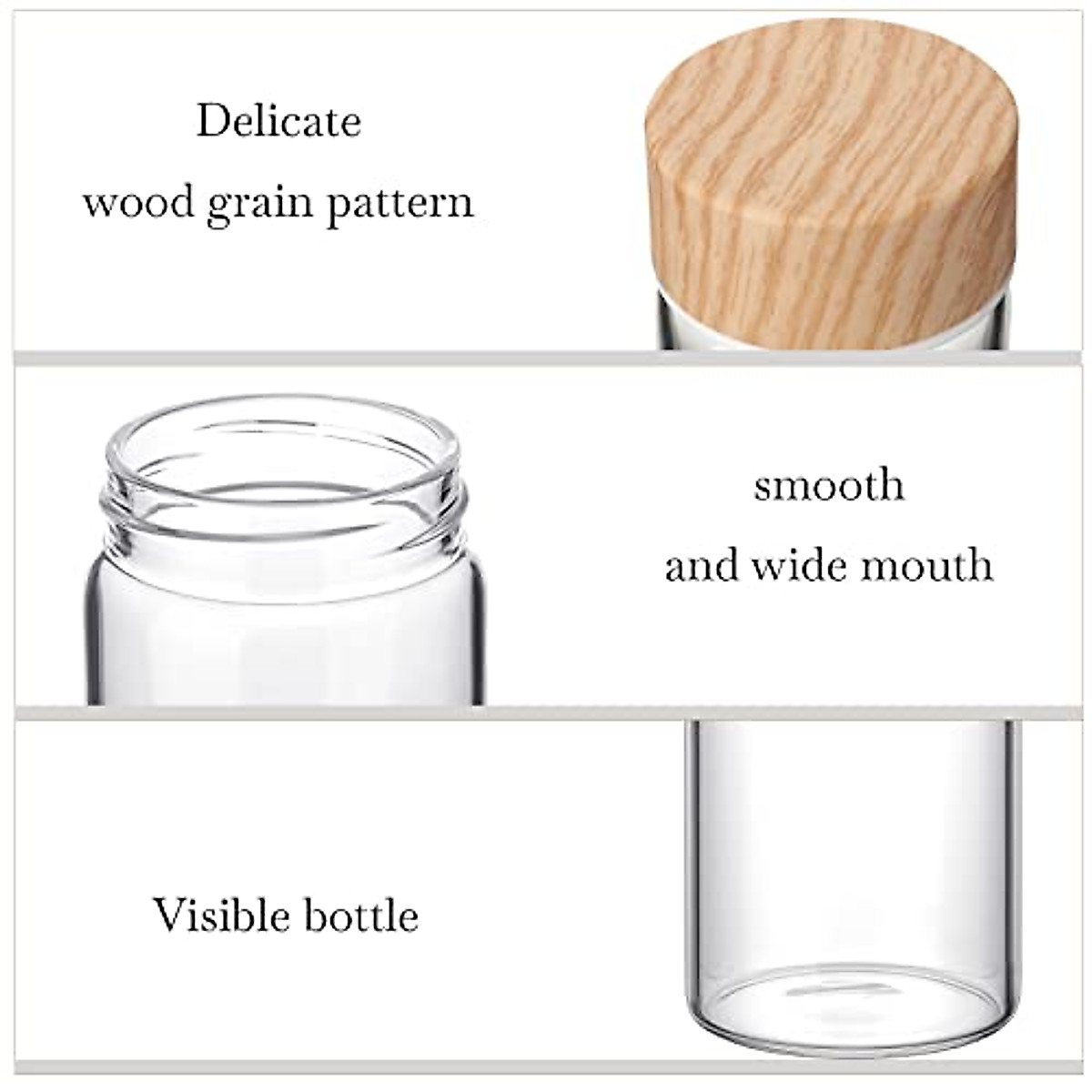 Nuogo 6 Pack Glass Drinking Bottles 10oz Wide Mouth Juice Bottle with Lids Leak Proof Water Jar for Travel, Reusable Airtight Juicing Cups for Homemade Juices, Smoothies, Tea, Milk