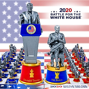 As Seen On TV Collector's Edition 2020 Battle for The White House Chess Set Board Game by BulbHead - Chess Pieces Look Just Like Politicians & Patriotic Chess Board Democrats Vs. Republicans