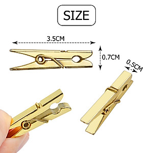 200 Pieces Photo Clips,Mini Rose Rold Plastic Utility Paper Clip Clothespins Clip