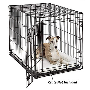 MidWest Homes for Pets Bolster Dog Bed 36L-Inch White Fleece Dog Bed w/ Comfortable Bolster | Ideal for Intermediate Dog Breeds & Fits a 36-Inch Dog Crate | Easy Maintenance Machine Wash & Dry