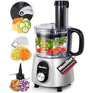 Mueller Ultra Prep Food Processor Chopper for Dicing, Slicing, Shredding, Mincing, and Pureeing, Food Chopper for Vegetables, Meat, Grains, Nuts, 8 Cup, Silver