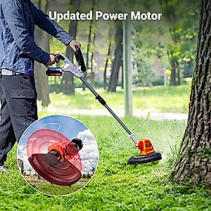 PAXCESS 20V 12-Inch Cordless String Trimmer/Weed Eater, 2 PCS 2.0Ah Battery & Charger Weed Wacker, 6 PCS Spool Line & 2 Cap Included, 180° Rotatable Handle, Adjustable Rod Length, Lightweight