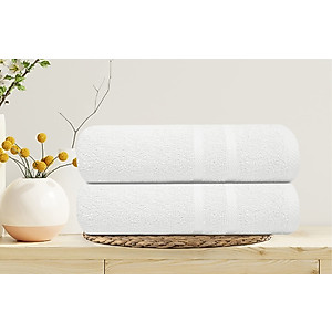 Looperry Small White Bath Towel Set of 6-100% Cotton 23x46 Shower Towels in 450 GSM. Lightweight & Absorbent Quick Dry Towel for Showering, Pet Drying, Spas & Salons. Terry Ringspun White Gym Towels