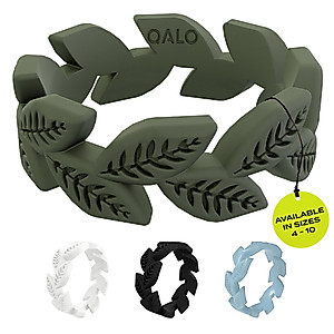 QALO Women's Rubber Silicone Ring, Vine Rubber Wedding Band, Breathable, Durable Engagement Silicone Ring, 5.8mm Wide 1.75mm Thick, Sage, Size 6