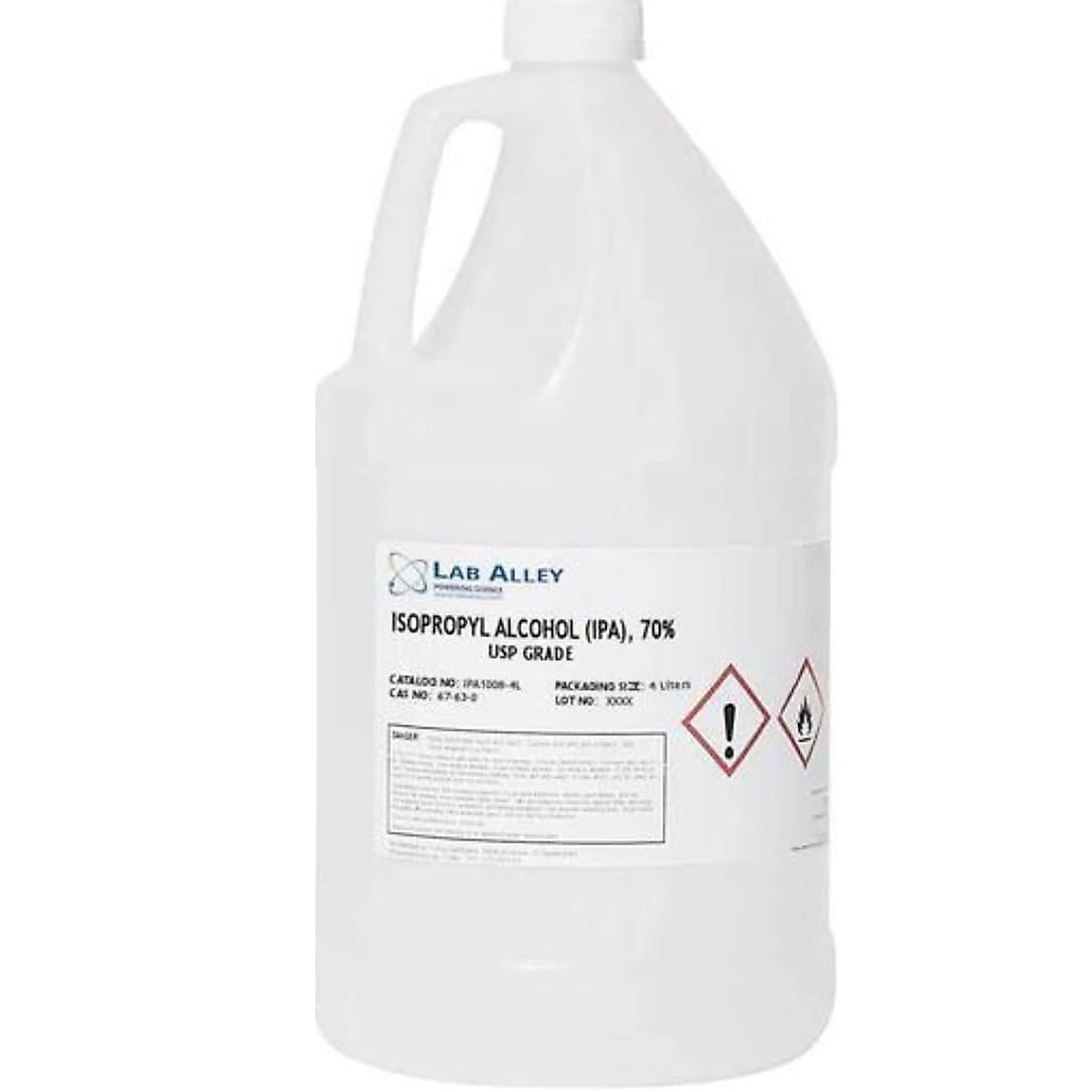 Lab Alley Isopropyl Alcohol 70% USP Grade, Ideal for First Aid and Home Cleaning, Halal - 16 Liters (Pack of 4 x 4 Liter Bottles)