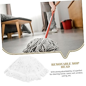ABOOFAN Mop Replacement Head Floor Cleaning Mop Head Wet Mop Head Refill Reusable Mop Pad Industrial Mop Head Floor Sweeper Cleaning Mop Replacement Dust Wet Mop Head Cotton Thread White