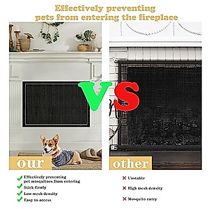 YEXEXINM Fireplace Screen Mesh Cover， PVC Fireplace Cover Pet Proof Fireplace Safety Cover to Prevent Baby and Pet Near Idle Fireplace Pet Cover Net for Fireplace to Keep Bugs Out 39.4×31.5inches