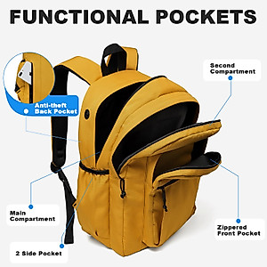 Backpack for Men and Women,ChaseChic WaterResistant Lightweight School Backpacks 15-in Laptop College Travel Bookbags,Yellow