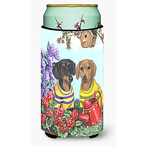 Caroline's Treasures PPP3080TBC Dachshund Blooms Tall Boy Hugger Can Cooler Sleeve Hugger Machine Washable Drink Sleeve Hugger Collapsible Insulator Beverage Insulated Holder