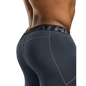 ATHLIO Men's Thermal Compression Pants, Athletic Running Tights & Sports Leggings, Wintergear Base Layer Bottoms, 3pack Thermal Pants Black/Black & Red/Charcoal, X-Large