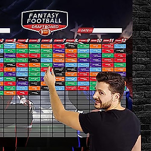 Fantasy Football Draft Board 2023-2024 Kit - 2023-2024 Season XL Fantasy Football Draft Board 5.3 x 3.7 Feet- 500+ Player Stickers - 14 Team x 20 Rounds