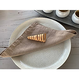 Linen Napkins –100% French Flax – Stonewashed Pure Linen Cloth Napkins - Size 18 Inch x 18 Inch – Set of 4 (Natural Rustic Taupe)