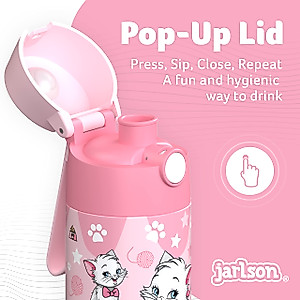 JARLSON® kids water bottle - MALI - insulated stainless steel water bottle with chug lid - thermos - girls/boys (Cat 'Star', 12 oz)