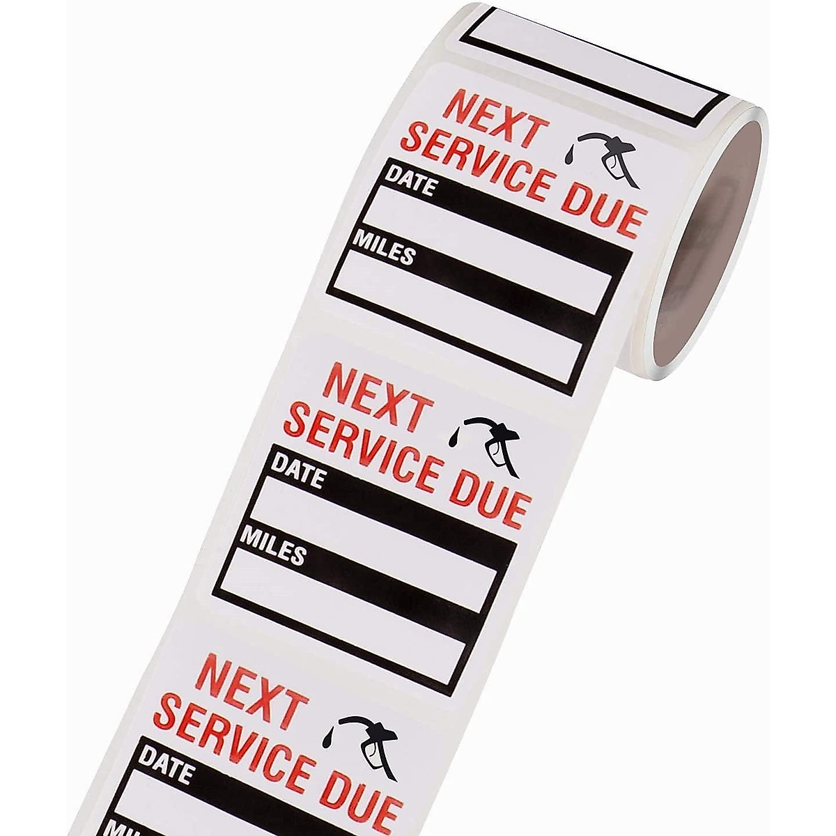 100 Pieces Oil Change Stickers，Service Reminder Labels, Auto Maintenance Service Due Reminder Stickers Labels，2 x 2 Inch, 1 Roll (Black)