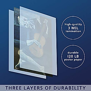 3 Pack - Vitruvian Man by Leonardo Da Vinci + The Old Guitarist by Pablo Picasso + Van Gogh Skeleton Poster - Fine Art Prints (Laminated, 18" x 24")