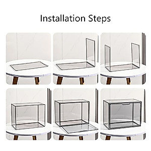 WMM Purse Storage Organizer for Closet, 3 Packs Plastic Acrylic Clear Handbag Purse Shoes Book Figure Toy Display Case, Storage Bins for Cosmetic, Stackable Magnetic Drop Front Storage Organizer