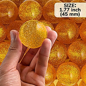 Entervending Bouncy Balls - Gold Glitter Bouncy Balls - Party Favors and Gifts for Kids - Rubber Balls - 25 Pcs Large Bouncy Balls 45mm - Vending Machine Toys - Goodie Bag Fillers