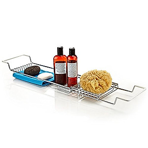 Home Intuition Stainless Steel Expandable Shower Bathtub Tray Over The Clawfoot Tub Bath Caddy