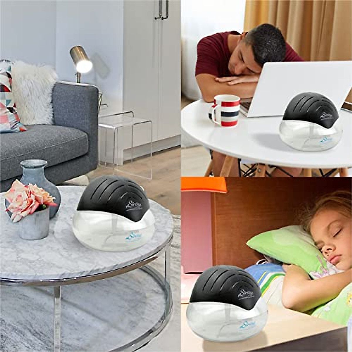 Sirena Twister Air Purifier (Black) - Water Filter Air Washer For Home and Office - Essential Oil Aroma Diffuser With LED Night light - Small Air Cleaner For Smoke and Pets