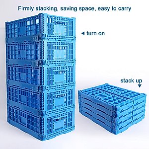QTJH Collapsible Storage Bin Containe，52 Liter Transfer box,crate Transit storage of various items (23.6" L x 15.7" W x 8.6" H)