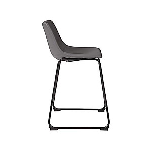 Signature Design by Ashley Centiar Modern Faux Leather 23.75" Counter Height Bucket Seat Barstool, Set of 2, Gray