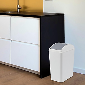 Udotry 4.5 Gallon Plastic Trash Can with Swing Top, Slim Plastic Kitchen Garbage Can, Gray