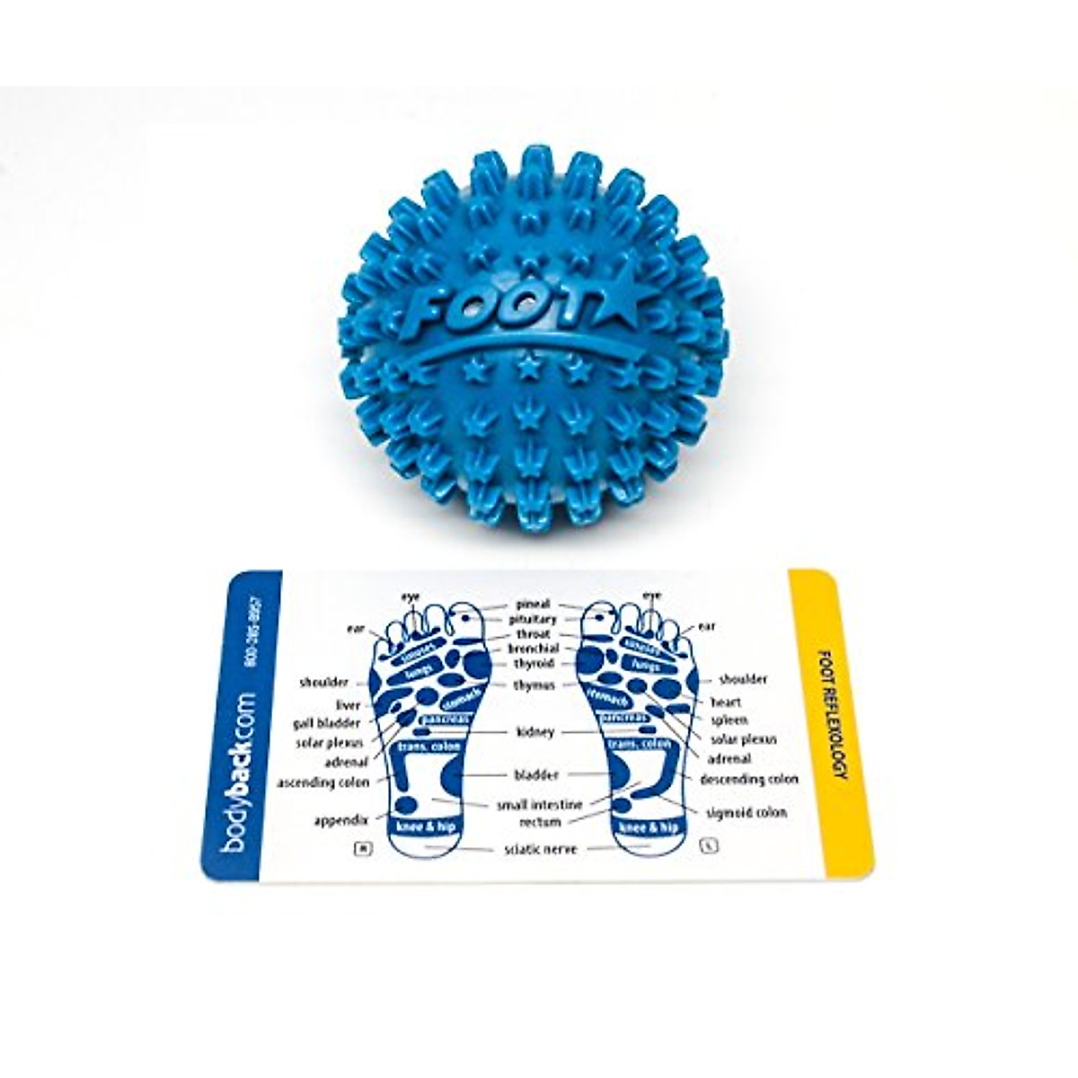 Body Back Foot Star Massager Ball and Plantar Fasciitis Roller - Soothe Foot Stress, Discomfort, Aches, & Tightness (2-Inch, Blue)