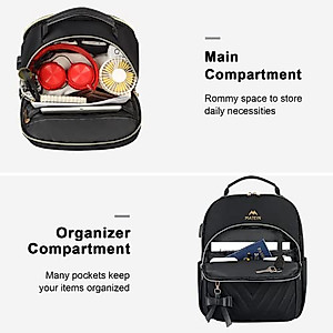 MATEIN Mini Backpack for Women, Waterproof Stylish Daypack Purse Shoulder Bag with USB Charging Port, Lightweight Small Casual Daily Travel Backpack for Ladies Teen Girls, 2pcs Sets, Black