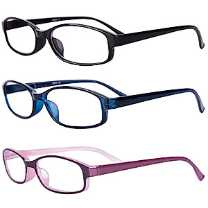 3 Pack Blue Light Blocking Reading Glasses, Anti Glare Computer Readers +2.25 for Women Men, Ladies Magnification Eyeglasses