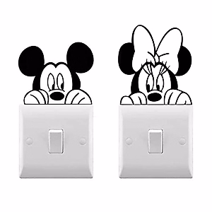 Light Switch Cool Decals | Baby room Stickers (9 x 3.5, Mickey & Minnie)