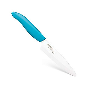Kyocera Revolution 2-Piece Ceramic Knife Set: Chef Knife For Your Cooking Needs, 5.5" Santoku and 4.5" Utility Knife, White Blades with Blue Handles, White/Blue