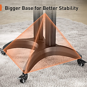 Perlegear Mobile TV Stand, Rolling TV Cart for 55-90 inch Flat or Curved TVs up to 125 lbs, Heavy-Duty Aluminum Floor TV Stand, Adjustable Rolling TV Stand on Wheels, Max VESA 800x500mm, PGTVMC10