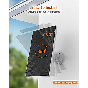 LongPlus Solar Panel for Outdoor Camera Wireless Camera,CG6/X83, IP66 Waterproof Solar Panel with 10Ft Micro USB Port, Power Supply for Security Camera (Micro USB Port)