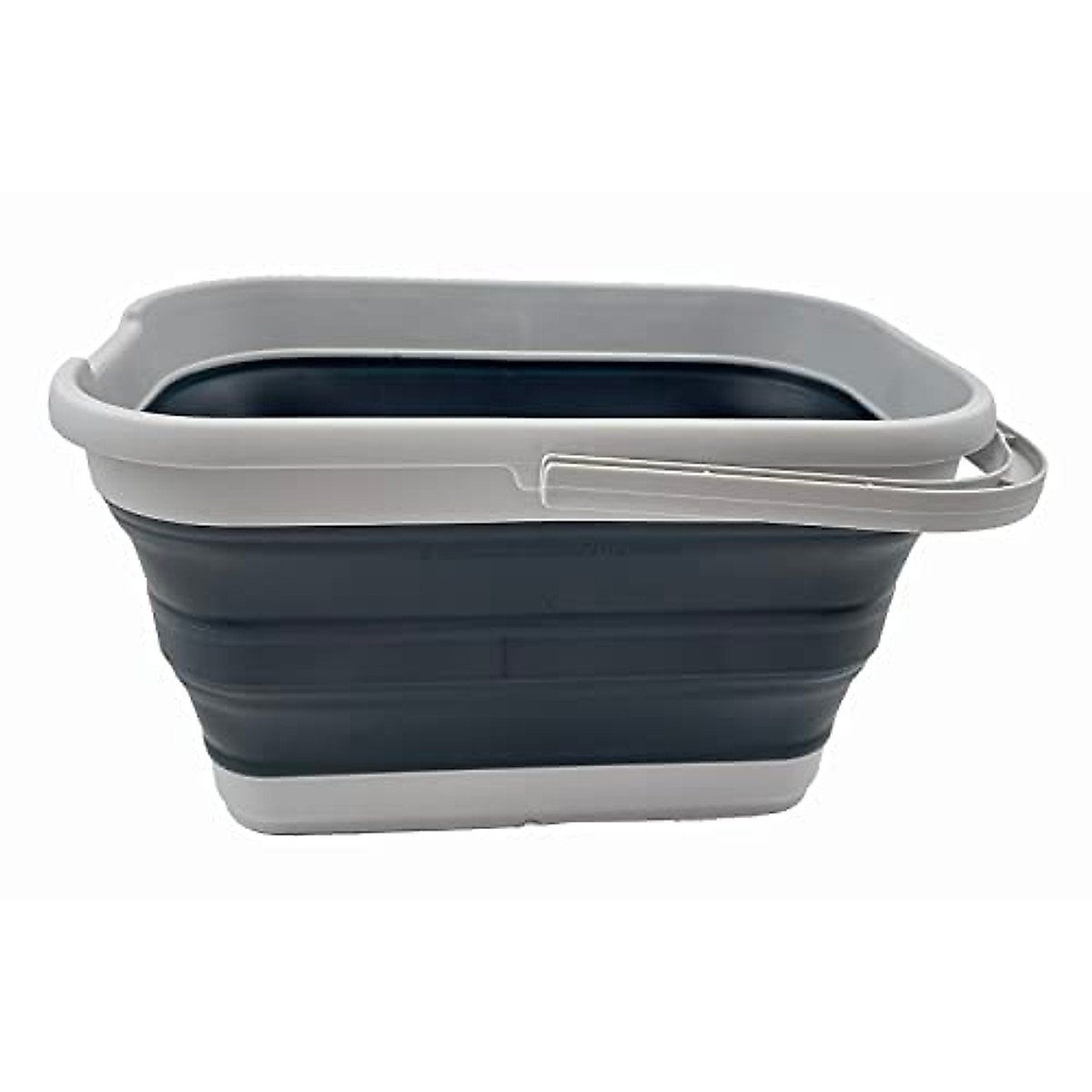 SAMMART 12L (3.1 Gallon) Collapsible Rectangular Handy Basket/Bucket (Slate Grey (Set of 2))