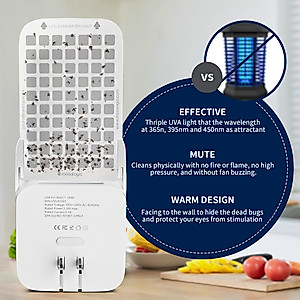 Mosalogic Fly Insect Trap Plug-in Mosquito Killer Indoor Gnat Moth Catcher Fly Tapper with Night Light UV Attractant Catcher for Home Office White-2pack