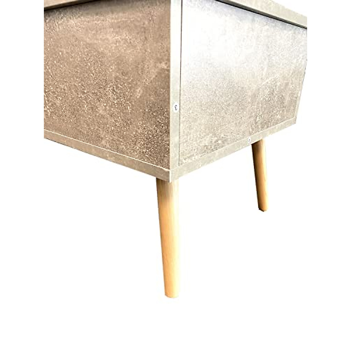 Aline Lift-Top Convertible Coffee Table with Wooden Legs (Gravel Grey)