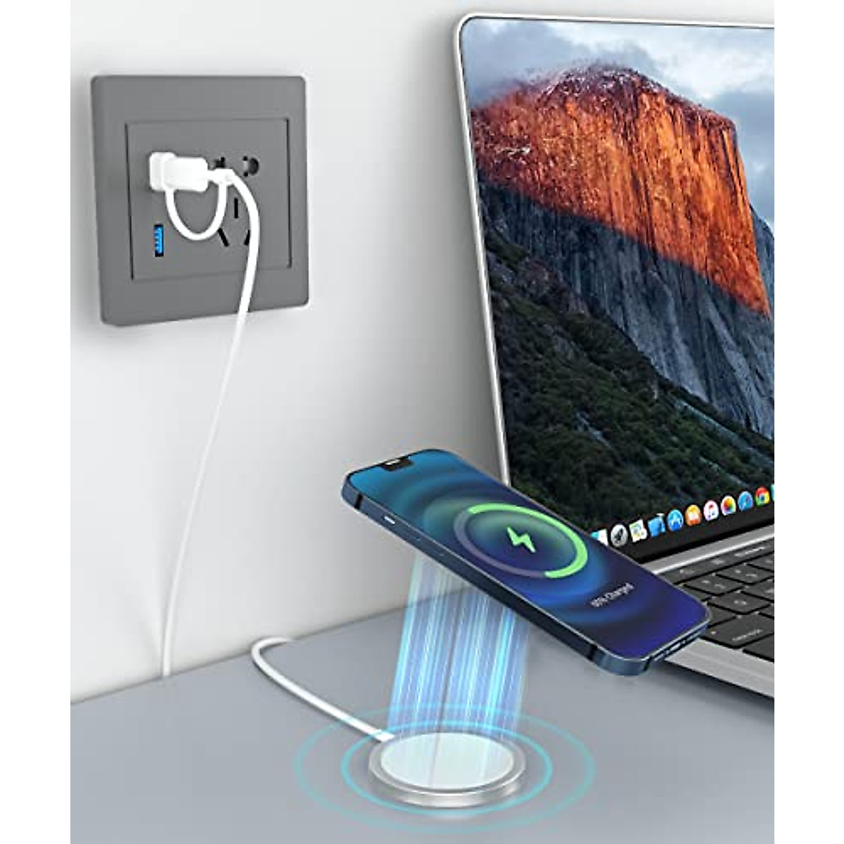 Basesailor Magnetic Wireless Charger with USB C Adapter,Portable Travel Cordless Qi Fast Charging Pad for MagSafe,iPhone 13 12 11 14 Pro Max Mini,SE XR XS,AirPods,Samsung Galaxy S23 S22 Z Fold Flip