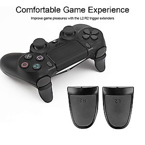 L2 R2 Controller Extenders, Soft Buttons Extenders for PS4 Controller, 4 Accessories(Black)
