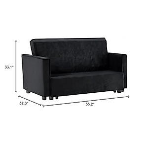 ERYE Black Twin Velvet 2 Pillows Both Side Pockets