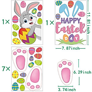YOTNUS 110 Pcs Easter Bunny Footprint Stickers for Floor, Peel Without Leaving Traces, 14 PCS Rabbit Footprints, for Easter Decoration and Egg Hunting Games